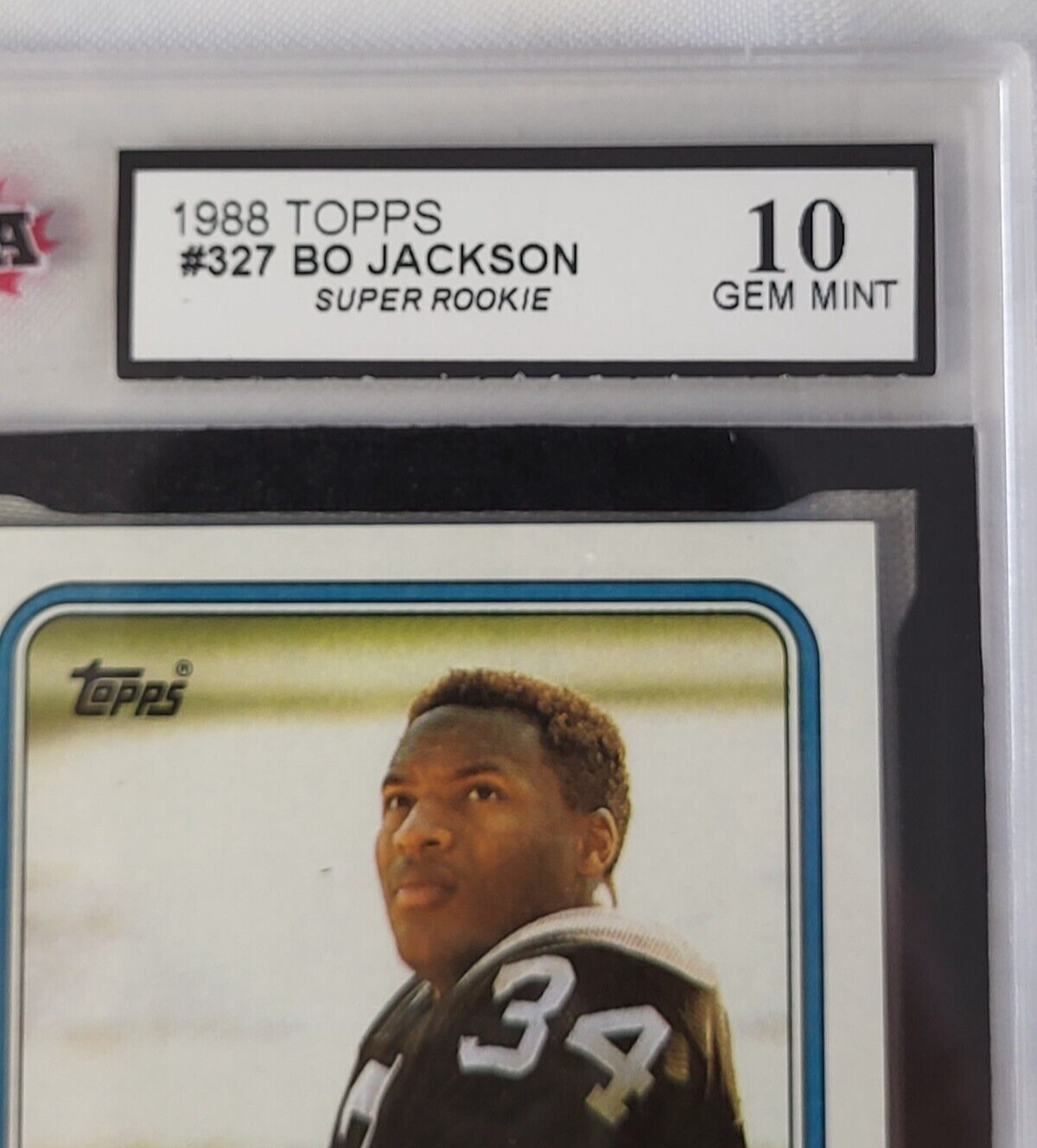 1988 BO JACKSON SUPER ROOKIE CARD TOPPS GRADED KSA 10 GEM MINT 327 NFL ...