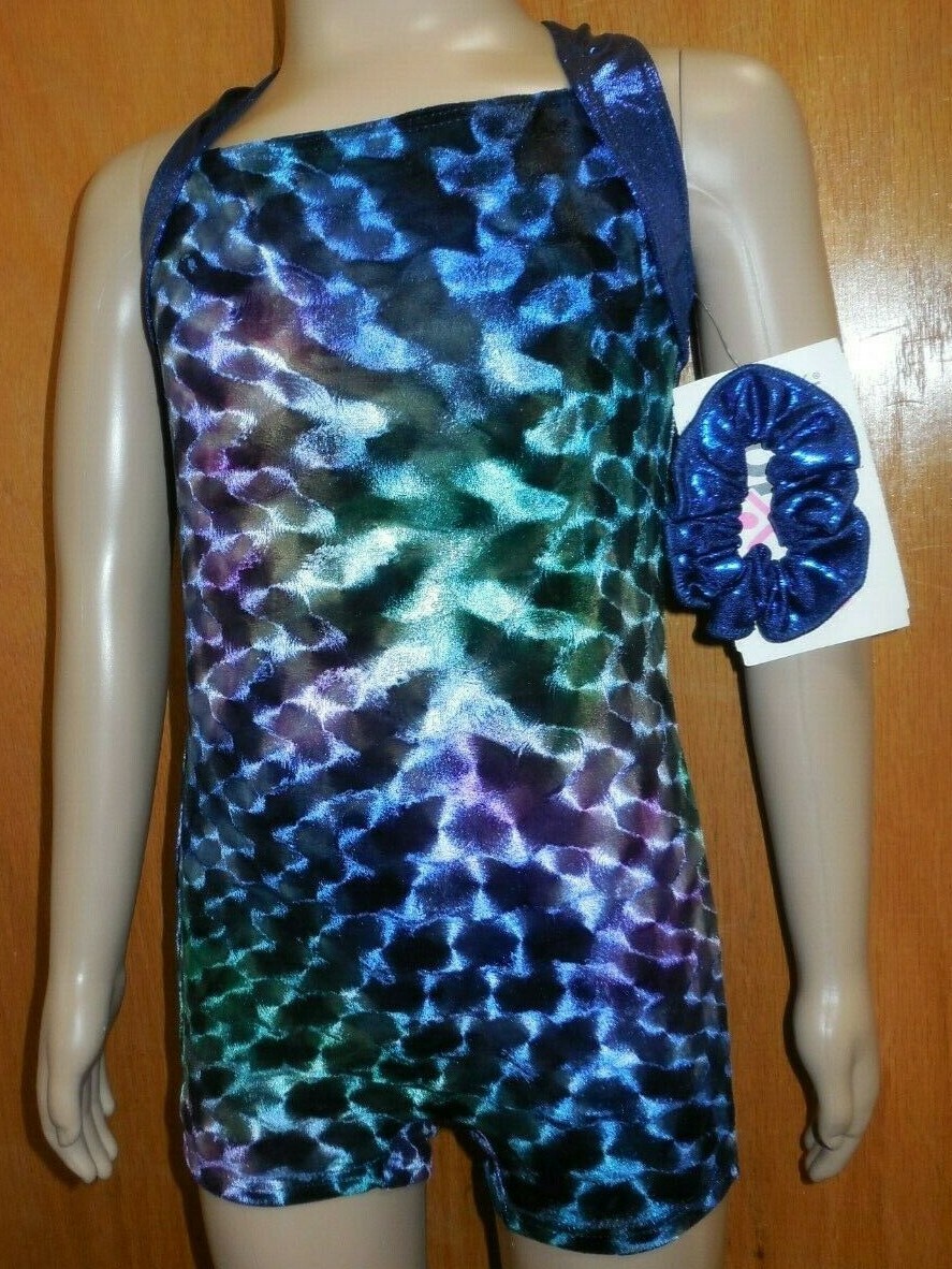 Axis Gymnastic Dance Shorty Unitard Biketard Textured Velvet Girls Szs ...