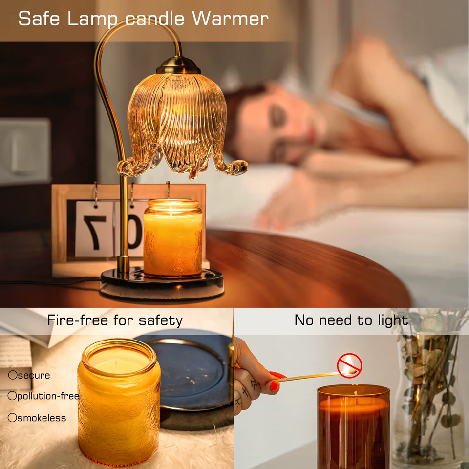 Tulip Flower Warm Candle Lamp French Retro Bedroom Bedside Lamp ...