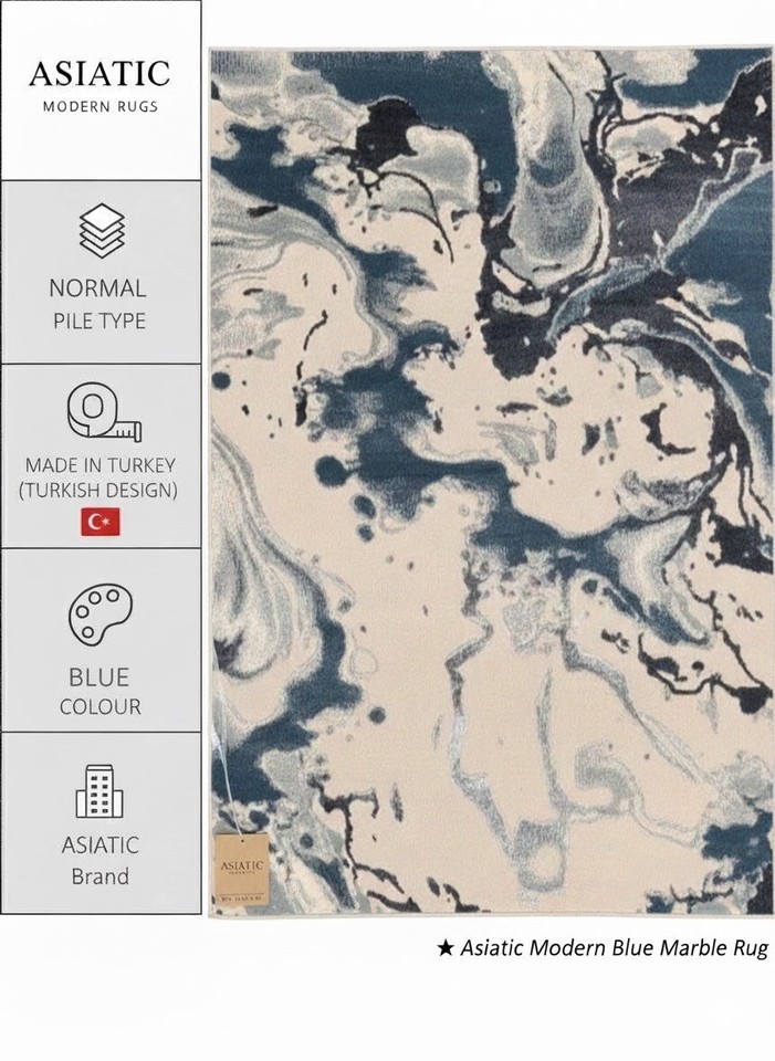 Aurora Rug Blue Silver Navy Abstract Metallic High Shine Living Room ...