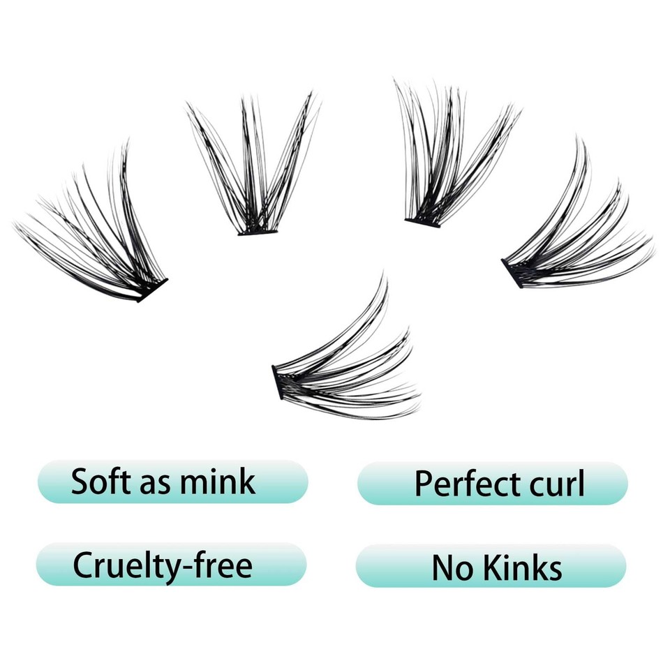 240pcs D Curl Individual Lash Extensions 14-18mm Cluster Natural Look ...