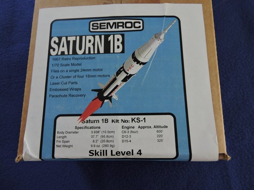 SEMROC (Dayton) 1:70 SCALE SATURN 1B FLYING MODEL ROCKET KIT, uses ...
