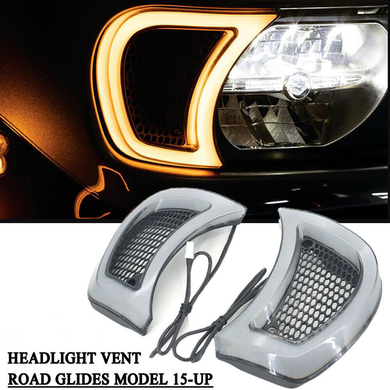Fits For Harley Road Glide 2015-2023 Mesh Headlight Vent LED Turn ...