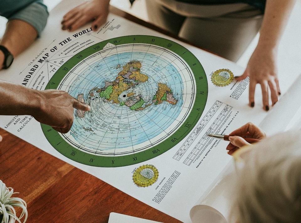 Flat Earth Map + Patent + Verso Key Alexander Gleason 1892 Standard ...