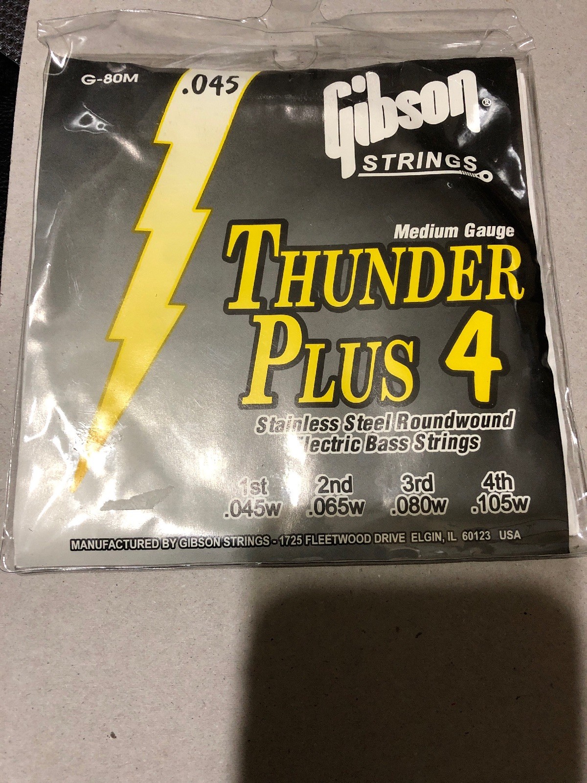 Gibson Thunder Plus 4 Stainless Steel Roundwound Electric Bass Strings ...