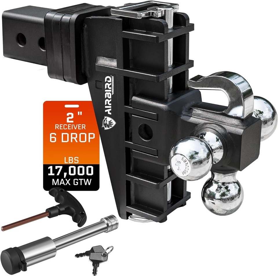 Airbird Adjustable Trailer Hitch Fits 2-Inch Receiver, Heavy Duty Tow ...