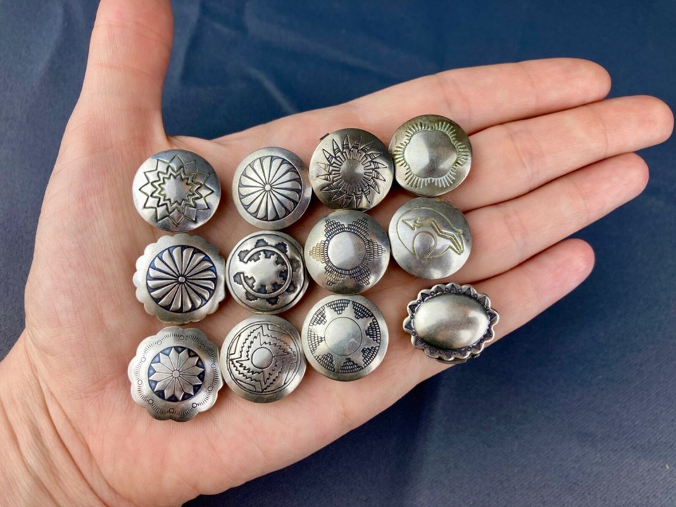Mixed Lot/12 Vintage Sterling Silver Button Covers Concho Southwest ...