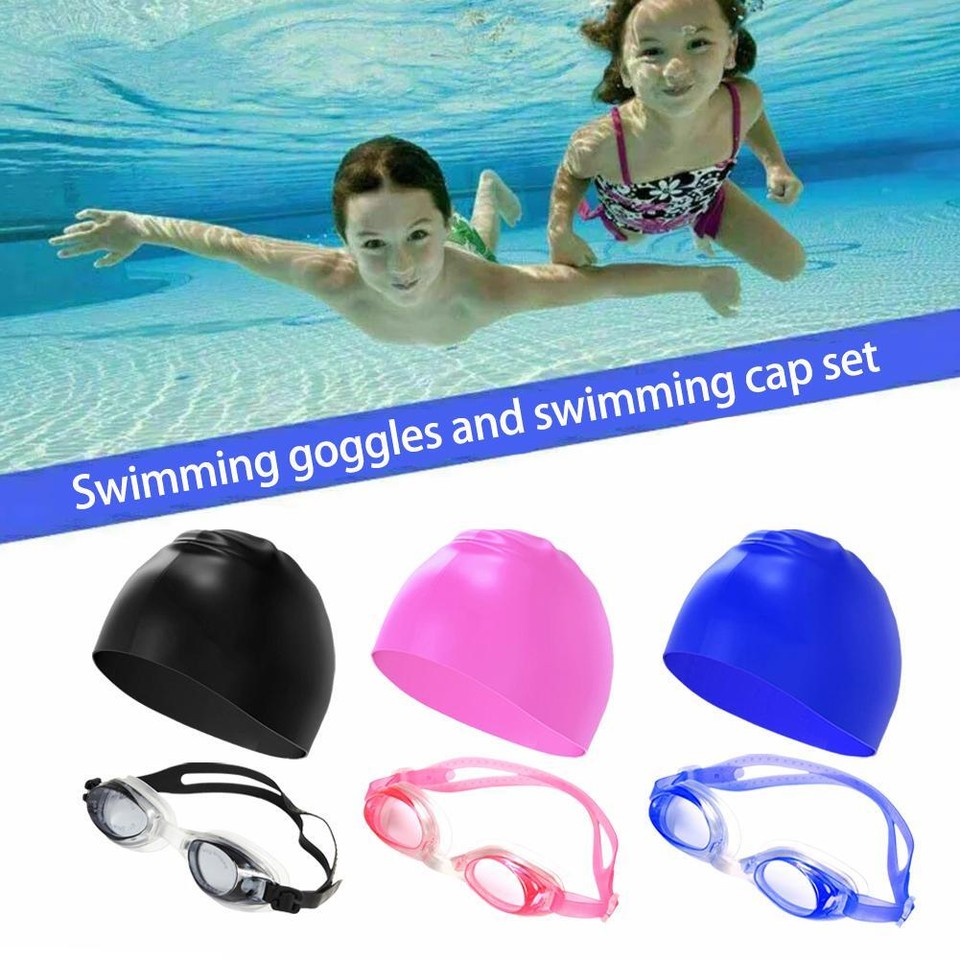 Swimming Goggles Cap Adult HD Anti-fog Swimming Goggles Set Waterproof ...