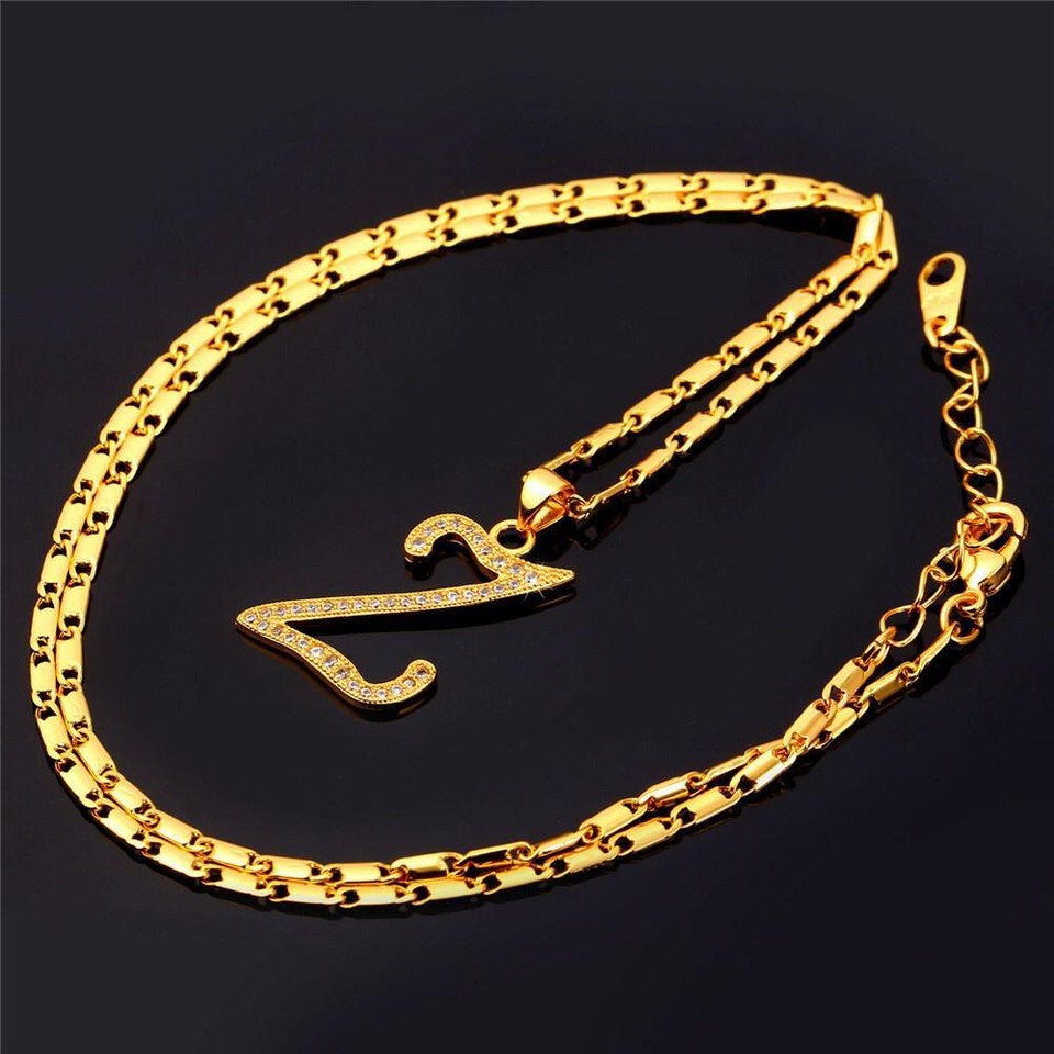 18K GoldPlated Initial English Alphabet Z Letter Cubic Zirconia ...