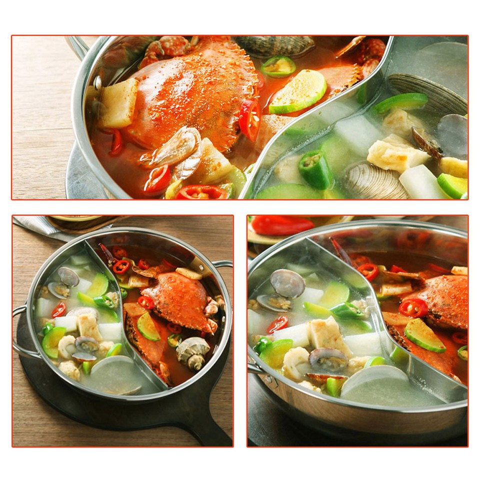 Half Separated Cooking Pot / Stainless Steel Divided Pot / Half & Half ...