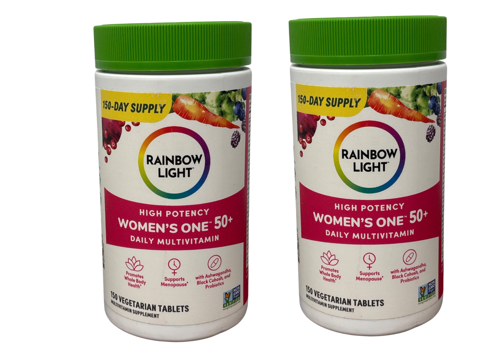 2PACK Rainbow Light Womens One 50+ High Potency Multivitamin 150 ...