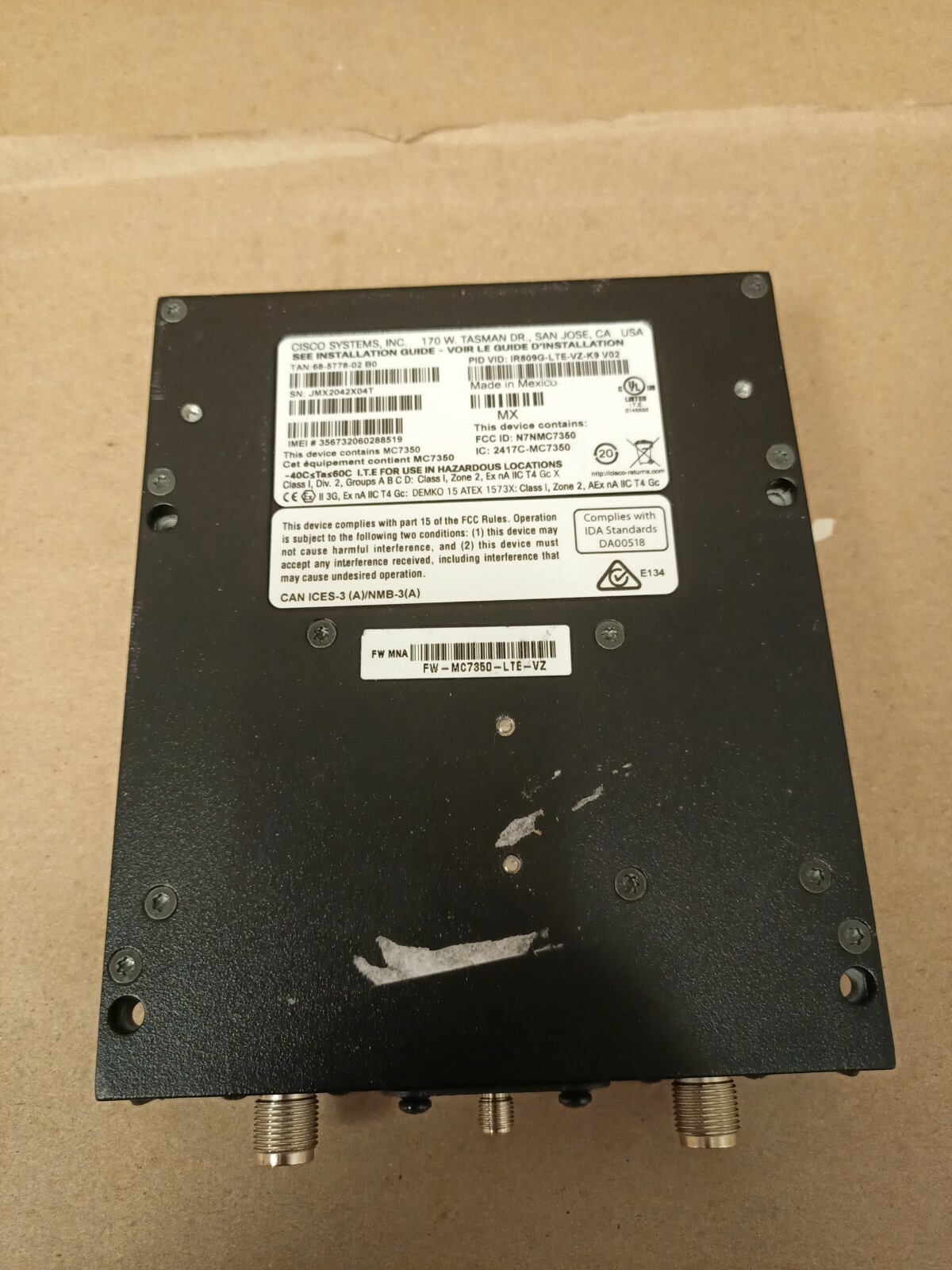 Cisco IR809G-LTE-VS-K9 VO2 Multimode 3G / 4G compact Rugged Router | eBay