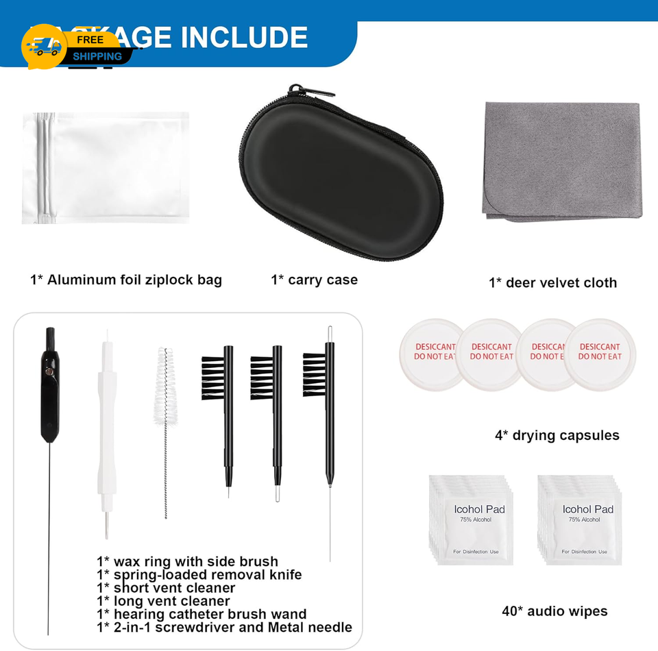 Hearing Aid Cleaning Kit, Hearing aid Cleaning Tools, Hearing Aid ...