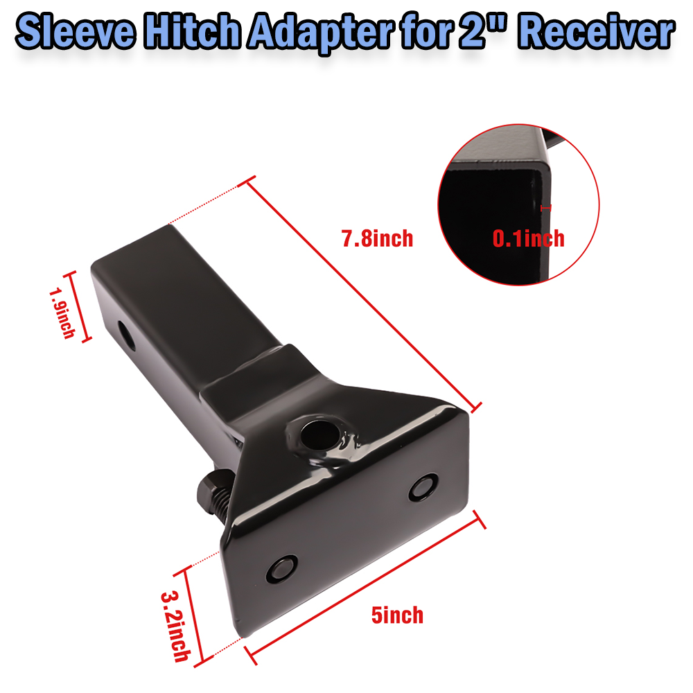 BESTERYUS Sleeve Hitch Adapter for 2" Receiver Black Heavy Duty Steel ...