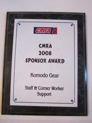 2008 CMRA SPONSOR AWARD KOMODO GEAR PLAQUE - 10" X 8" - TUB R5 | eBay
