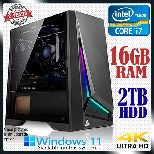 Intel Core i7 Computer 16GB RAM 2TB HDD Gaming Home & Office Desktop PC ...