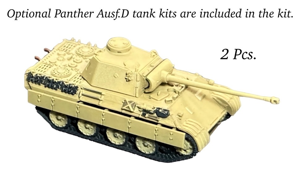 Z Scale WW2 German Army Railway Typ SSyl 2 Flat Cars w/Panther D Tanks ...