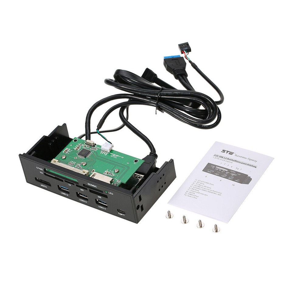 5.25" USB 3.0 Internal Drive Bay PC Front Panel Card Reader 6 Card Slot ...