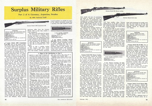 1961 American Rifleman Surplus Military Rifles 2 Vintage Print Ad ...