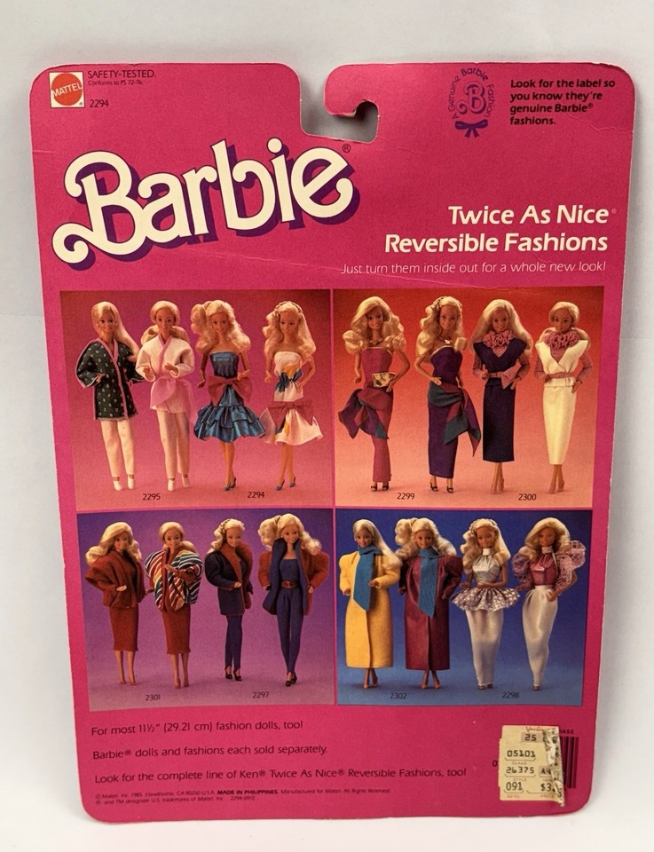 Vintage 1985 Barbie Doll Twice As Nice Reversible Fashion #2294 MOC | eBay
