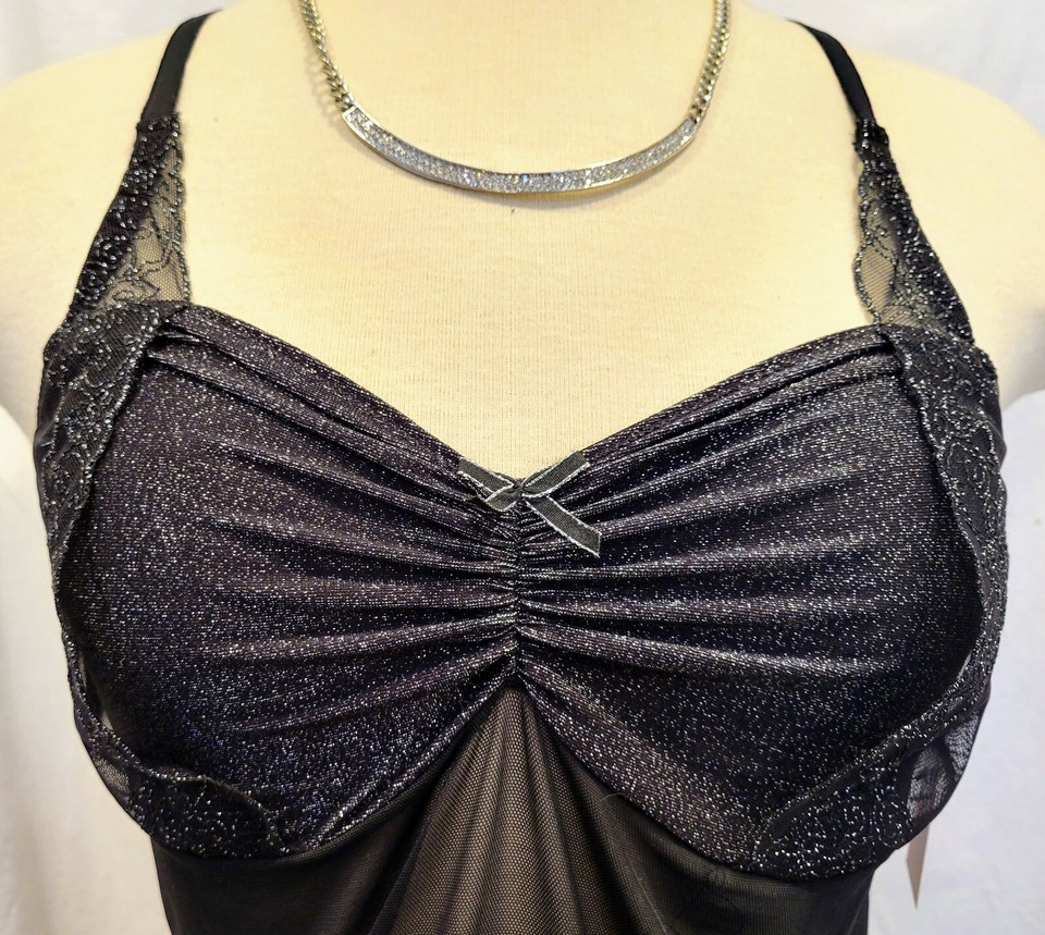 GILLIGAN & O'MALLEY Black w/Silver Sparkle TEDDY Snap Crotch LARGE | eBay