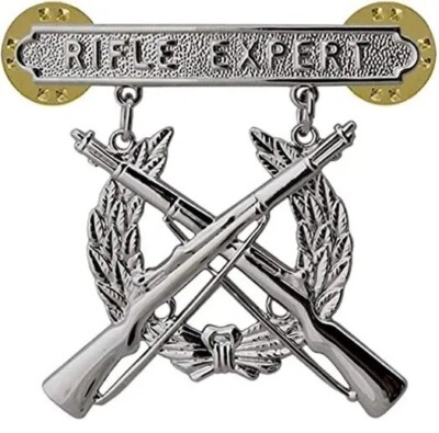 USMC SILVER Rifle Expert Qualification Badge Marine Corps Expert ...