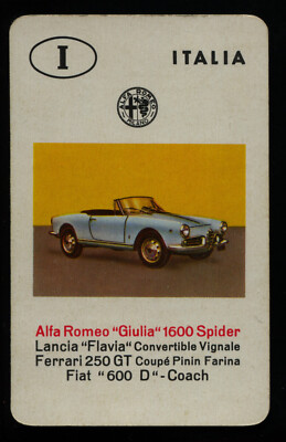 Alfa Romeo Giulia 1600 Spider Kwartet card/Quartet card/Spielkarte ...