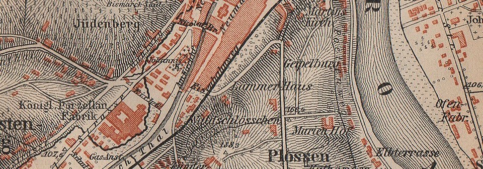 MEISSEN Mei en town city stadtplan & environs/umgebung. C lln. Saxony ...