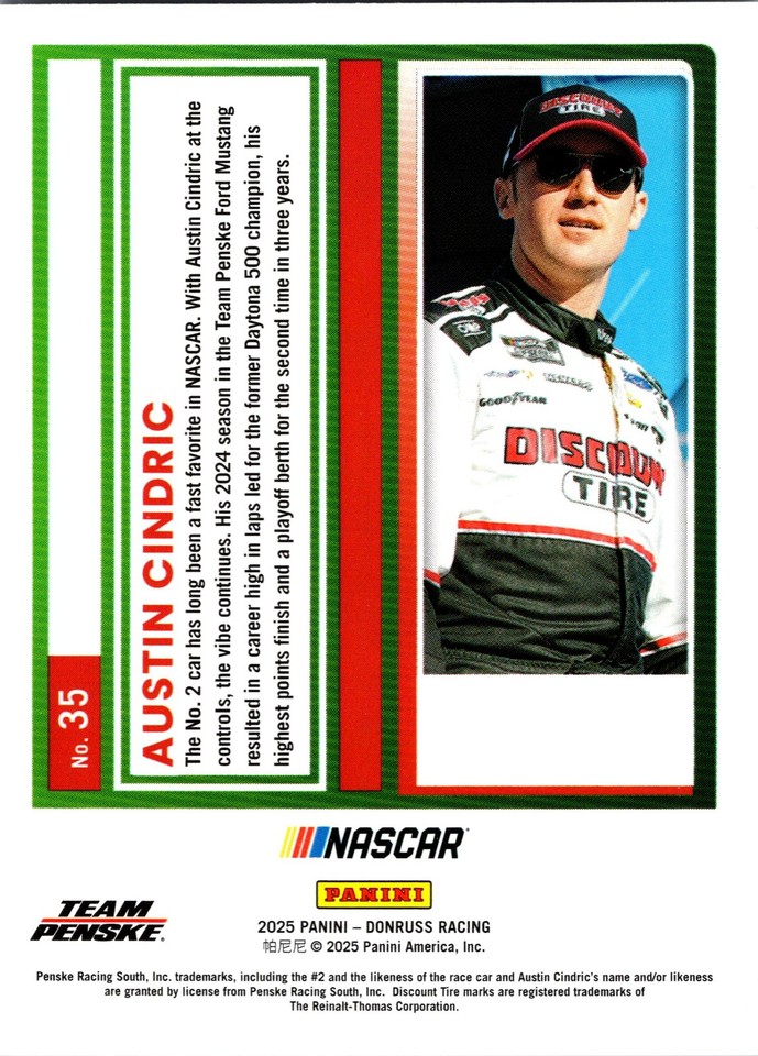 2025 Donruss #35 Austin Cindric | eBay