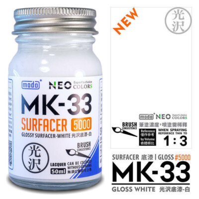 NEW modo NEO Color MK-33 Surfacer Lacquer Paint Gloss #5000 WHITE (50ml ...