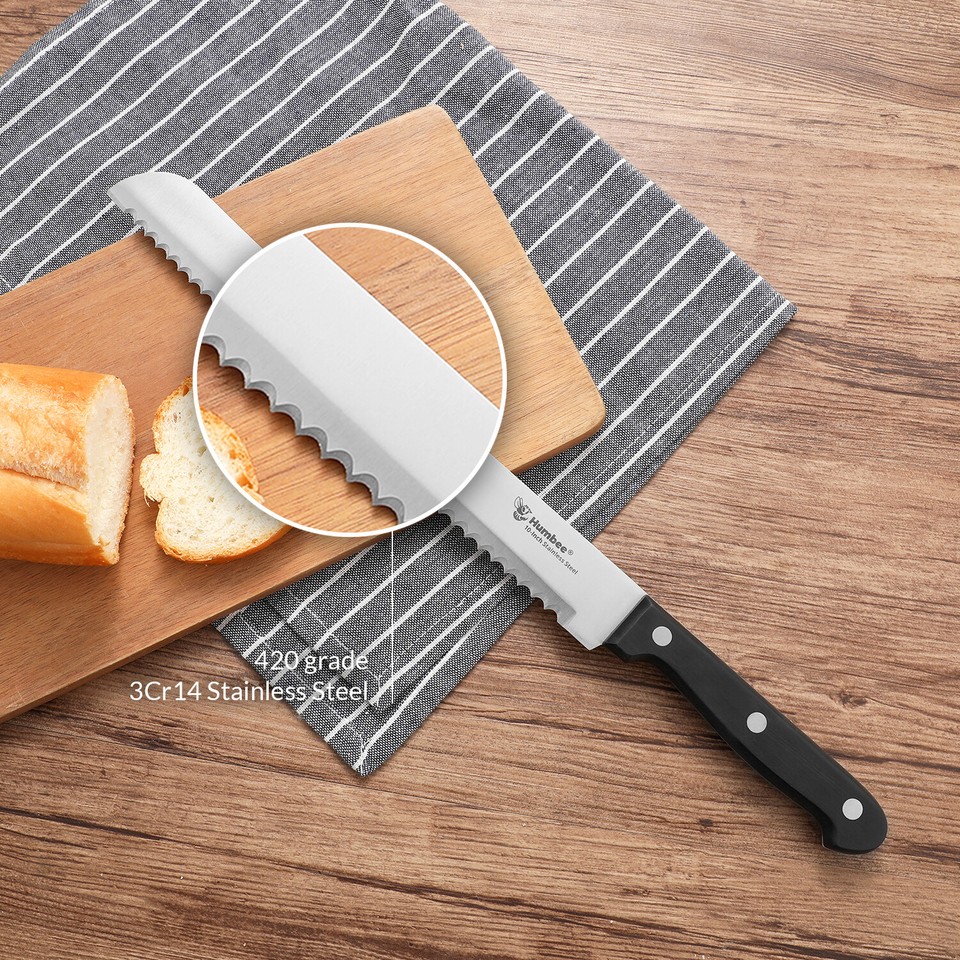 Humbee Chef, Stainless Steel Serrated Bread Knives 8/10/12 inch | eBay