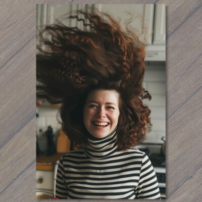 POSTCARD Woman Large Big Hair Bouffant Haircut 70s Vibe 1970s Orange ...