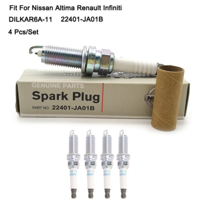 4x OEM 22401-JA01B Laser Iridium Spark Plugs DILKAR6A-11 For Nissan ...