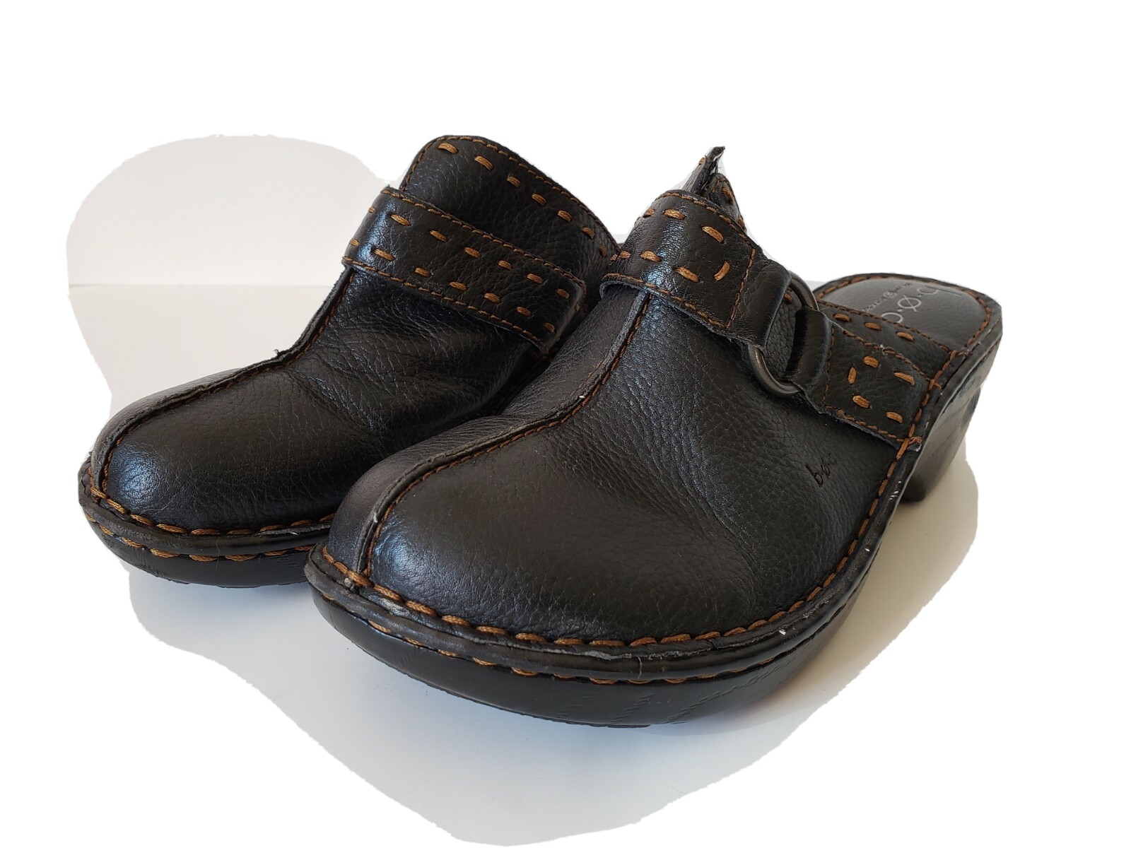 BOC Born Clogs Black Leather Mules Clogs Slip On Size 8 M W Buckle ...