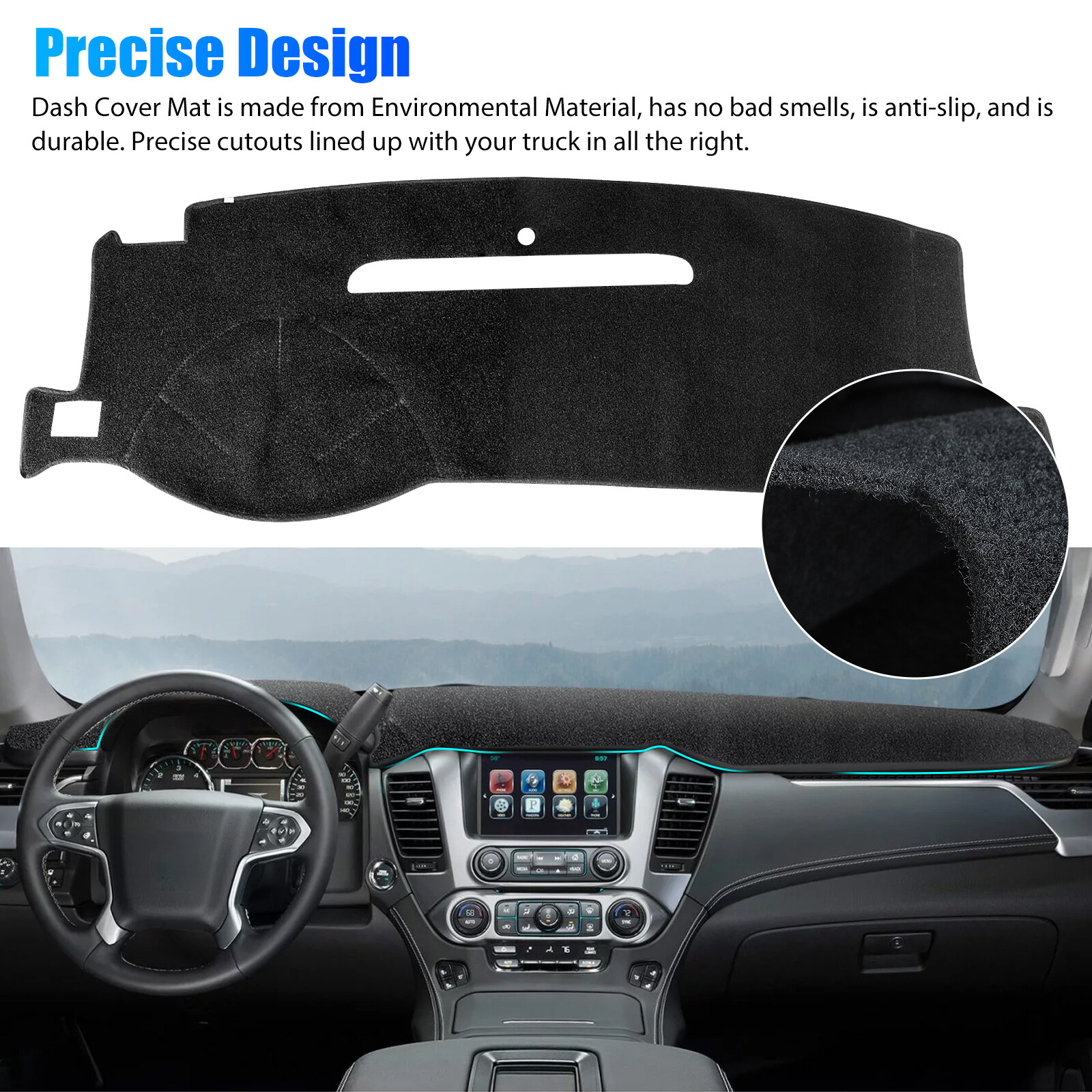 Dashboard Pad Dash Cover Mat For 2007-2014 Chevy Tahoe/Suburban ...
