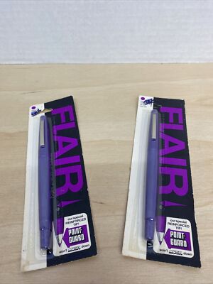 Vintage Gillette Paper Mate Flare Pen Purple Ink Nos New Point Guard ...