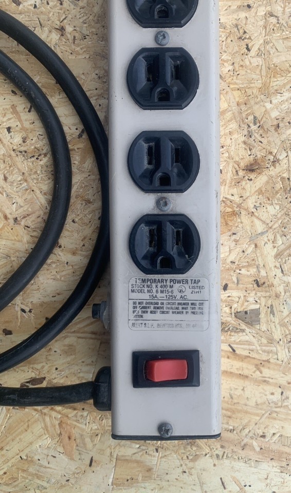 Alert SLP Temporary Power Tap, 6-Outlet Heavy Duty Power Strip 6M15-6 ...