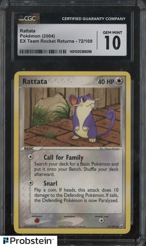 2004 Pokemon Ex Team Rocket Returns #72/109 Rattata CGC 10 GEM MINT | eBay