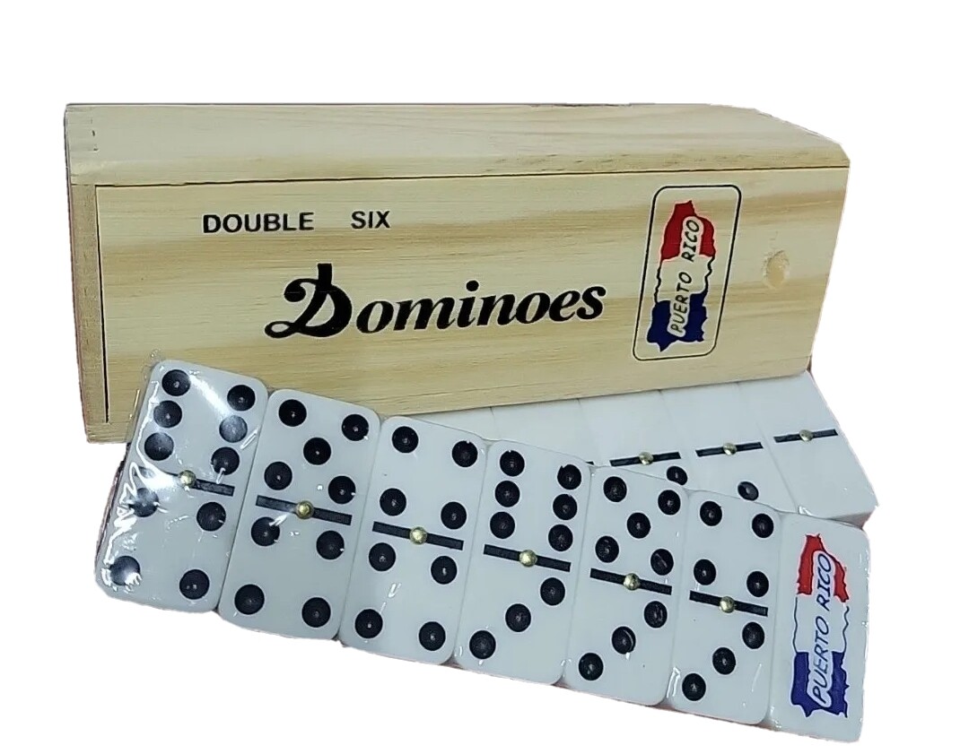 DOUBLE SIX DOMINOES PUERTO RICO MAP WITH WOODEN CASE JUEGO DE DOMINOS ...