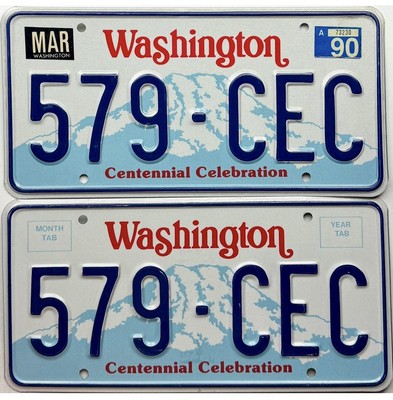 *99 CENT SALE* 1990 Washington Centennial Celebration License Plate ...
