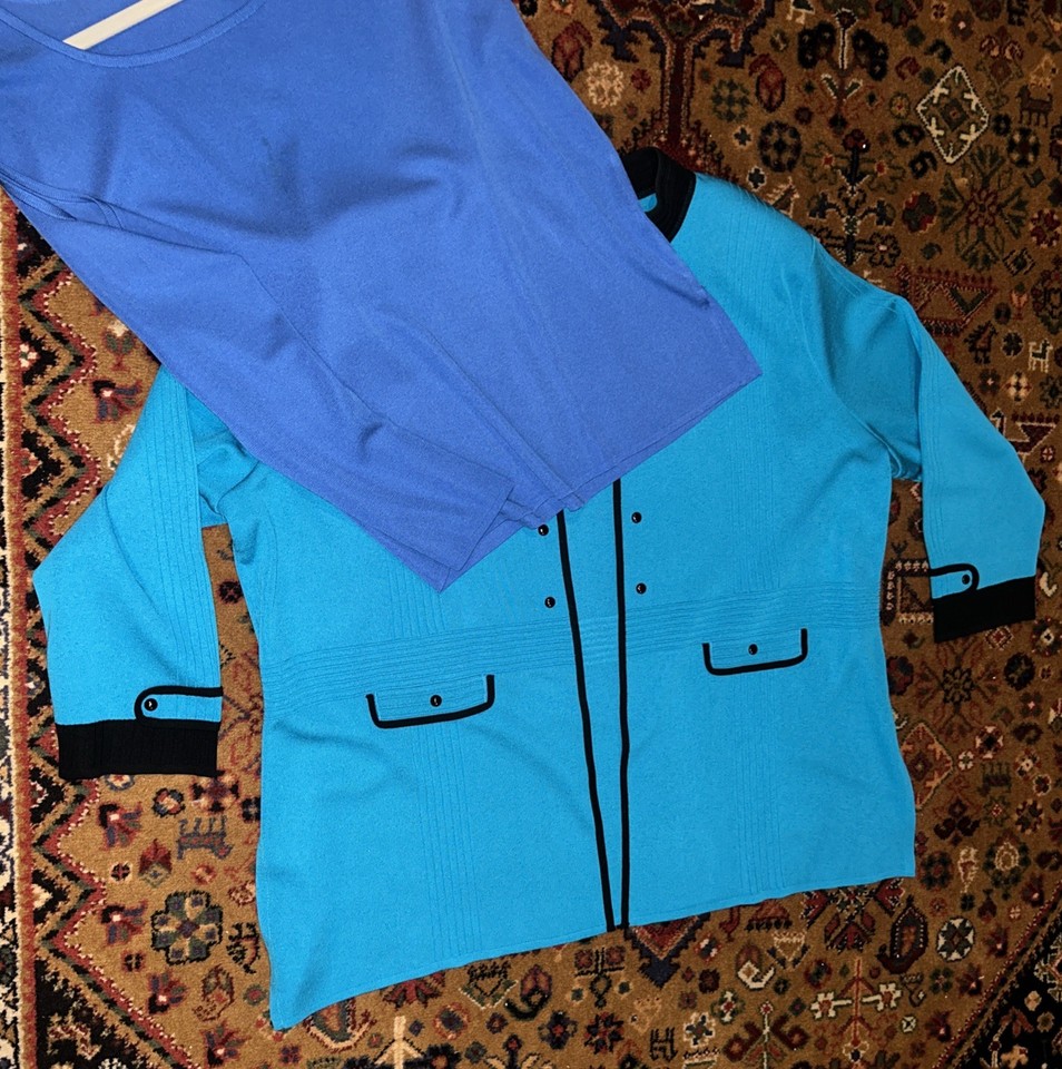 Ming Wang Woman 3X Teal Turquoise Stud Mandarin Style Jacket Blazer ...