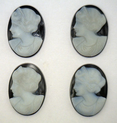 NOS New Antique Large Oval Black & White Cameo Stone Facing Left 25 mm ...