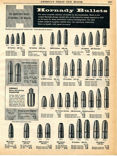 1958 Print Ad of Hornady Rifle Bullet & Grain Chart | eBay