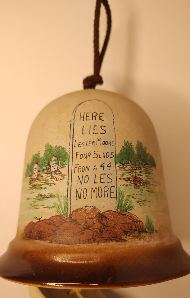 Vintage Southwest Tombstone Bell Wind Chime Hand Painted Sandstone ...