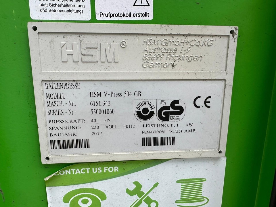 HSM V Press 504 Cardboard Baler Vertical Machine (2 available) | eBay UK