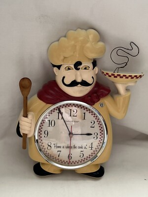Vintage Sterling & Noble Chef Kitchen Wall Clock "Home is where the cook is" | eBay