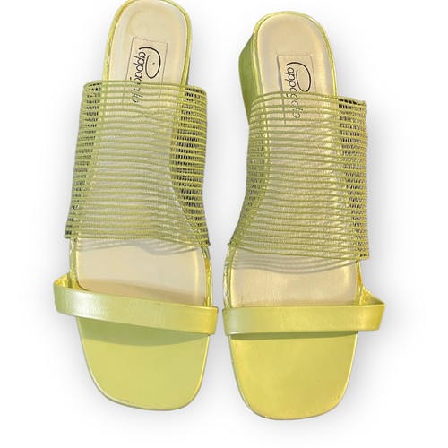 Pappagallo Slip On Wedge Sandals Womens 9 M Green Mesh Retro Summer ...