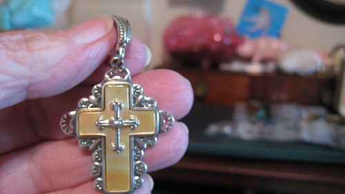 NICE CAROLYN POLLACK/ AMERICAN WEST STER SILVER MOP PENDANT/ENHANCER ...