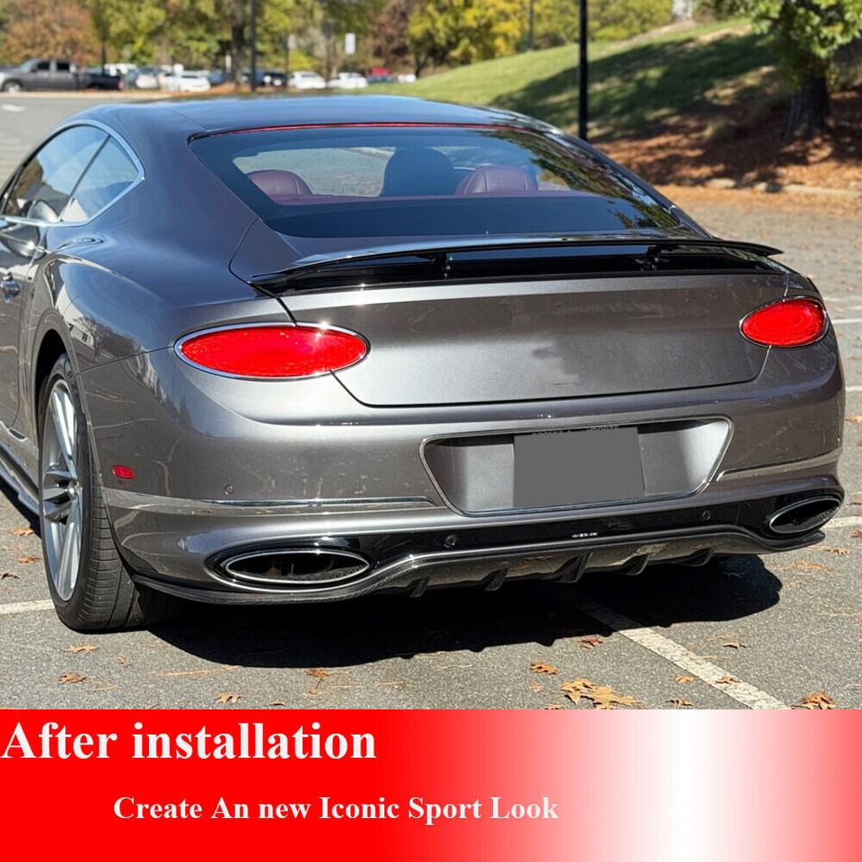 For Bentley Continental GT 2018-24 REAL CARBON Rear Bumper Diffuser Lip ...