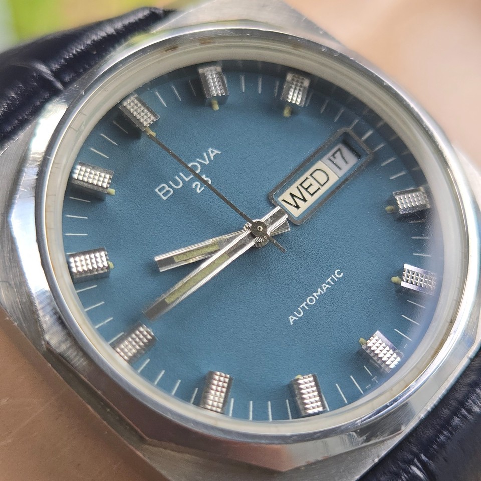 Vintage BULOVA Jet Clipper "A" men's automatic watch 11AOACB Blue dial ...